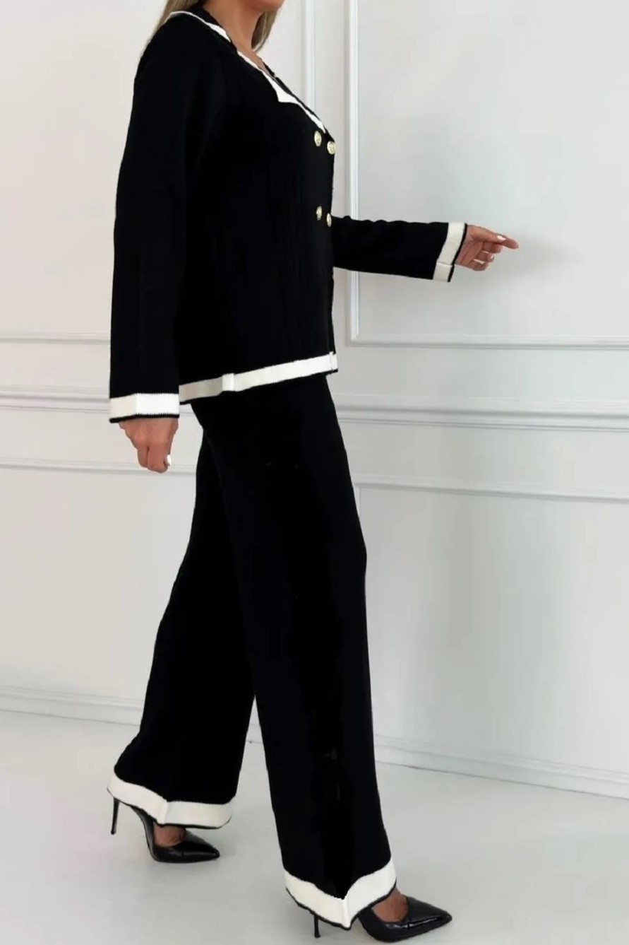 Σετ πλεκτό σε άνετη γραμμή Μαύρο (Black)