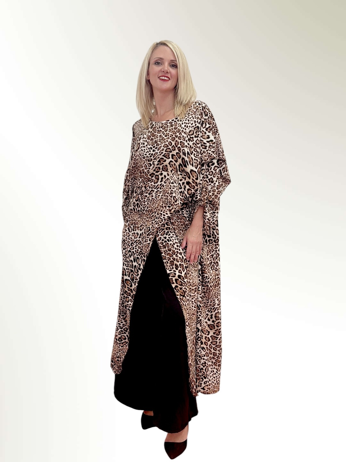 Σετ μακριά τουνίκ με μαύρη παντελόνα Black/Leopard