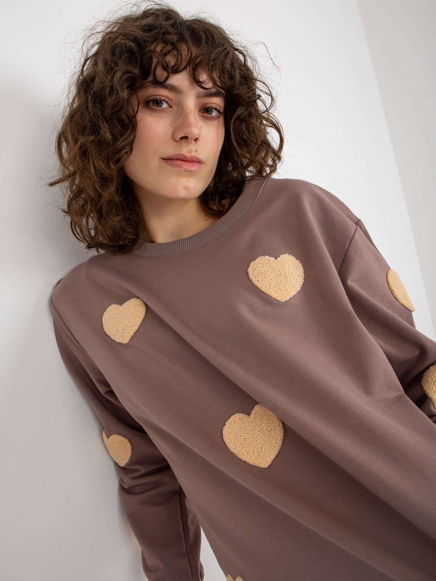 Casual Σετ Φόρεμα με oversized μπλούζα Καφέ