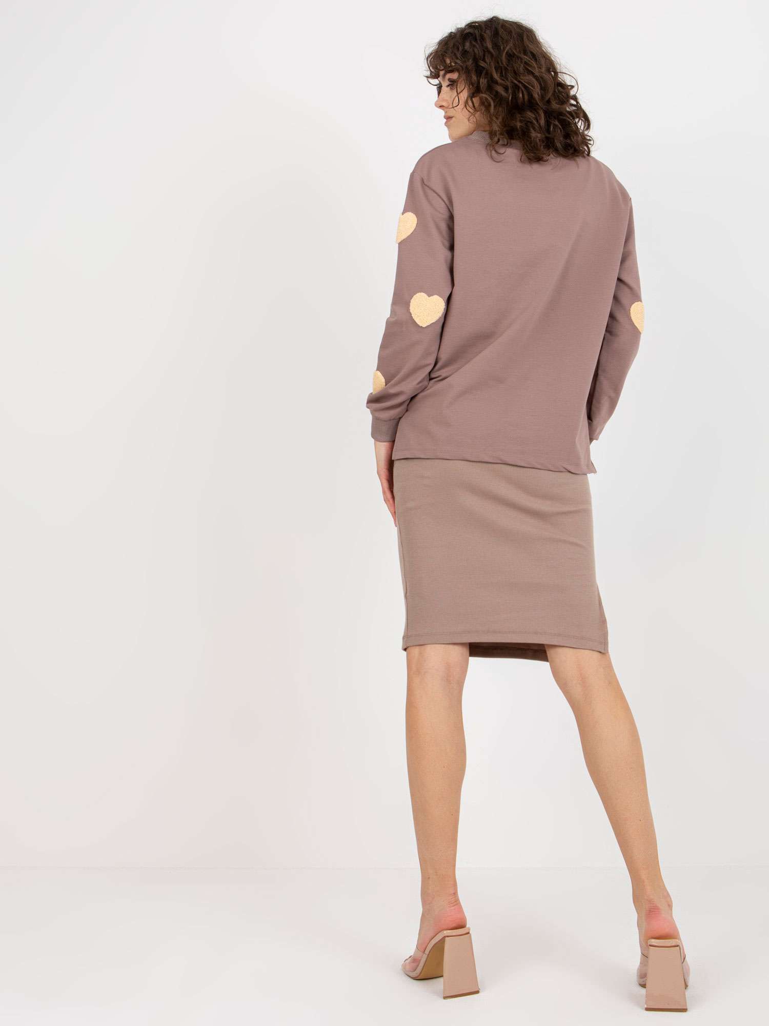 Casual Σετ Φόρεμα με oversized μπλούζα Καφέ